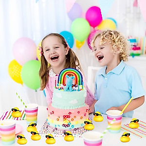 150 Pcs Yellow Mini Rubber Ducks in Bulk with 150 Pcs Sunglasses Christmas Duck Gifts Mini Bath Ducks Small Duck Float Pool Ducks Bulk Toys for Baby Shower Birthday Party Christmas Stocking Stuffers