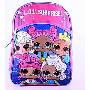 Koola LOL 16'' Large School Backpack with Lunch Bag and Sullivan Water Bottle Bundle | LOL Backpacks for Girls | LOL Remix | LOL Water Bottle