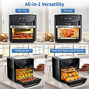 WowChef Air Fryer Oven Large 20 Quart, 10-in-1 Digital Rotisserie Dehydrator Fryers Combo with Racks, XL Capacity Countertop Airfryer Toaster for Family, 9 Accessories with Cookbook, ETL Certified