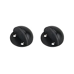 2 Pcs Solid Stainless Steel Floor Door Stopper,3M Self Adhesive Oval Hooded Door Stop (Black）