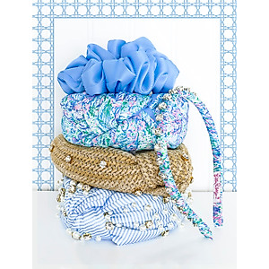 Lilly Pulitzer Knotted Rhinestone Headband, Raffia Wide Headband, Cute Embellished Hair Accessories for Women & Girls, Soleil It On Me