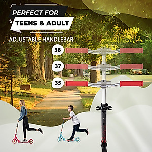 Kicksy - Kick Scooter for Kids Ages 8-12 & Scooter for Teens 12 Years and Up- Big Wheel Scooter for Stability - 2 Wheel Scooter for Boys & Girls- Foldable Kick Scooter Adult - Up to 220 lbs Miami