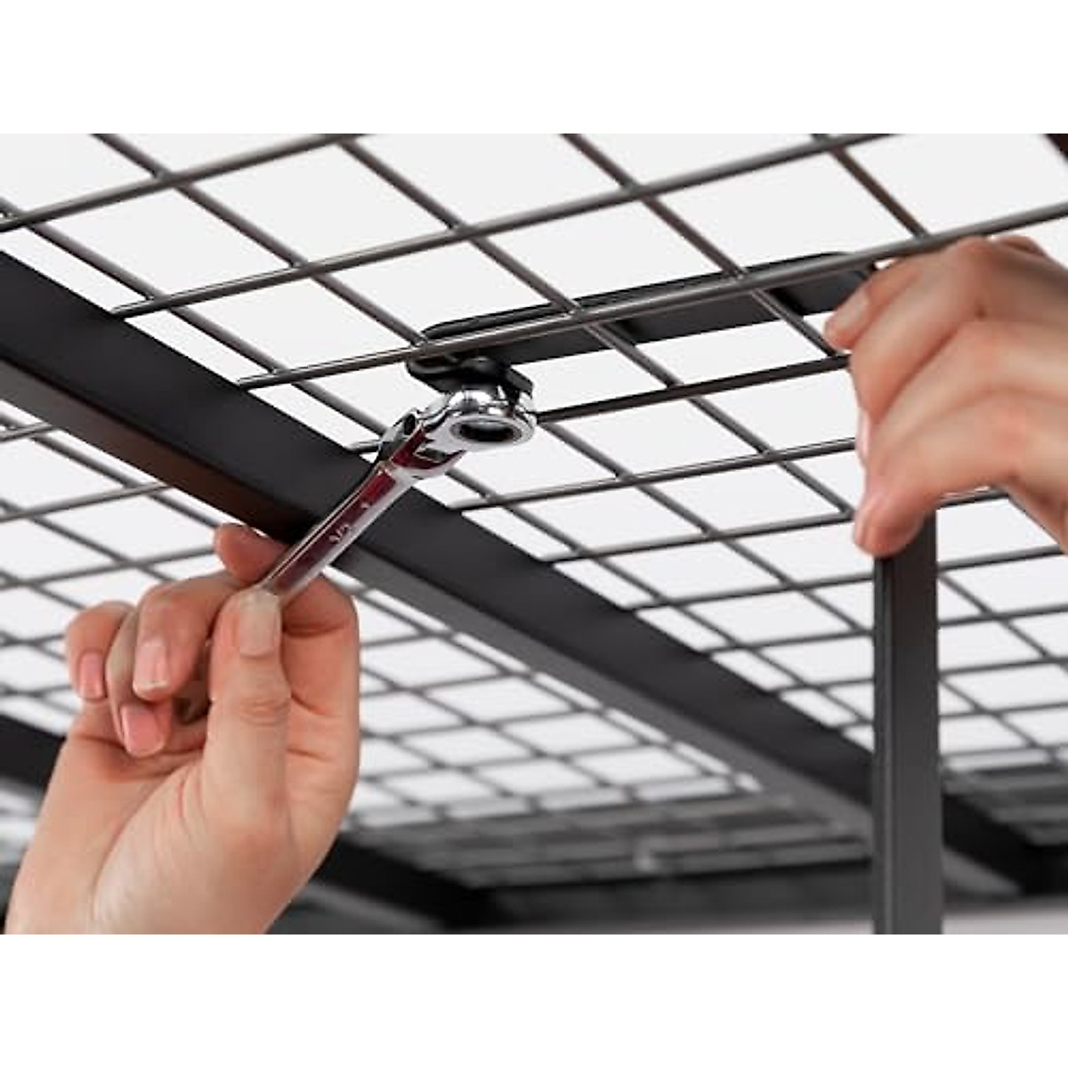 NewAge Products 4 ft. x 8 ft. VersaRac Pro Adjustable Overhead Garage Storage Rack, Heavy Duty Steel Garage Storage Organization, Ceiling Storage Racks, 800lbs Weight Capacity, (Black), 41200