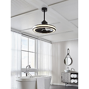 Fanimation Gleam Indoor/Outdoor Ceiling Fan with LED Light Kit 16 inch - Black