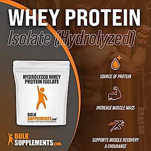 BULKSUPPLEMENTS.COM Hydrolyzed Whey Protein Isolate - Whey Isolate Protein Powder - Hydro Whey Protein - 100% Whey Protein Powder - Protein Powder for Muscle Gain (1 Kilogram - 2.2 lbs)