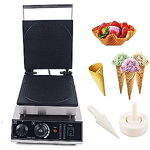 Waffle Cone and Bowl Maker, 1750W Ice Cream Cone and Bowl Baker Commercial Nonstick Waffle Iron Machine with 2PC Egg Cone Rol, for Restaurant Dessert Shop Snack Family