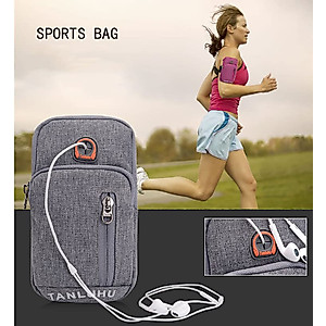 Men Women Sport Running Armband Cellphone Holder Pouch Crossbody Shoulder Purse Arm Bag for Samsung Galaxy S22 Ultra Plus S20 FE S21 Fe A53 5G A12 A13 5G A22 A32 A52 Pixel 6 Pro Moto G Pure (Gray)