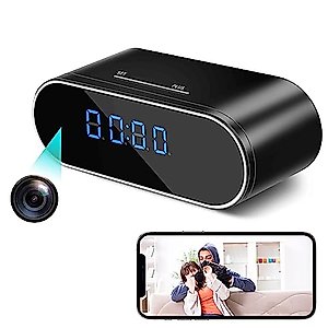 1080P Hidden Camera WiFi Spy Camera Hidden Camera Clock Wireless Mini Home Security Camera Small Secret Camera Nanny Spy Cam Surveillance Camera with APP 140 Wide Angle Night Vision Motion Detection