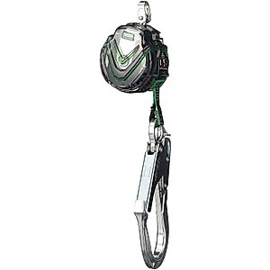 MSA 63013-00A V-TEC Personal Fall Limiter - 10' (3m), Single-Leg, AL36CL Snaphook Anchorage Connection, Steel Carabiner Harness Connection, Retractable Web Lanyard Clear