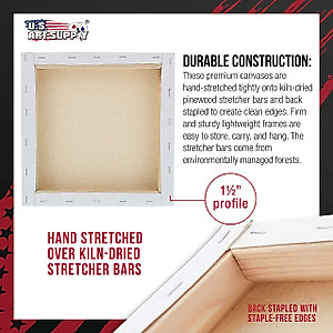 U.S. Art Supply Square Stretched Canvas for Painting 10x10 inch Gallery Depth 1-1/2" Thick, 5-Pack - 12oz Acrylic Gesso Triple Primed, Professional Artist Quality, 100% Cotton - Pouring, Oil Paint