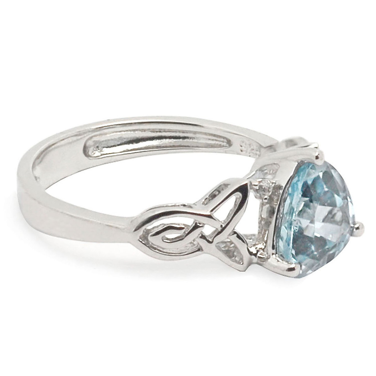 De Buman Sky Blue Topaz & Cubic Zirconia Solid 18k Yellow Gold & 925 Silver Ring, Size 7