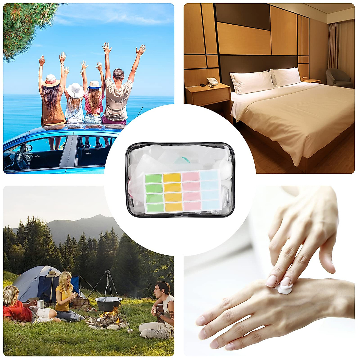 NAICHA Travel Pouches 16 PCS Refillable Travel Pouch for Toiletries Portable Travel Containers Empty Squeeze Pouches with Leakproof,Travel Accessories Bottles for Shampoo Lotion