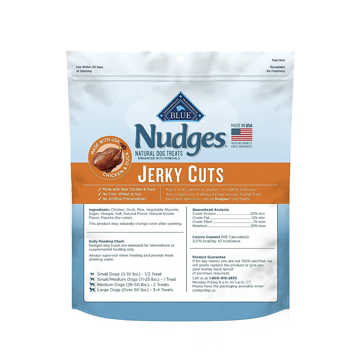 Blue Buffalo Nudges Jerky Cuts Dog Treats, Made in the USA with Natural Ingredients, Chicken & Duck, 10-oz. Bag