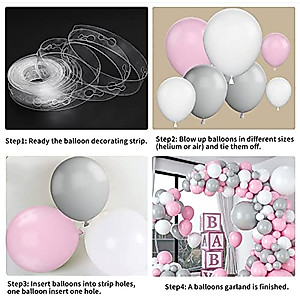 Grey and Pink Balloon Garland Arch Kit, 113Pcs Grey Pink White Latex Balloons for Baby Shower Wedding Birthday Graduation Anniversary Bachelorette Party Background Decoration