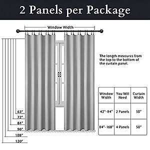 INOVADAY 100% Blackout Curtains for Bedroom 84 Inches Long, Clip Rings/Rod Pocket Linen Black Out Cute Curtains 2 Panels Set Thermal Insulated Curtains & Drapes for Living Room - Beige W50 x L84