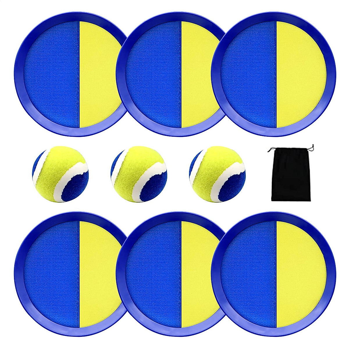 trassi Toss and Catch Ball Set with 6 Paddle,3 Balls and1 Storage Bag,Suitable for Camping Games,Beach Toys,Backyard Games,Sports for Kids,Adults and Families.