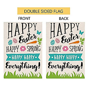 Happy Easter Garden Flag Vertical Double Sided 12.5 x 18 Inch Sping Burlap Yard Outdoor Decor