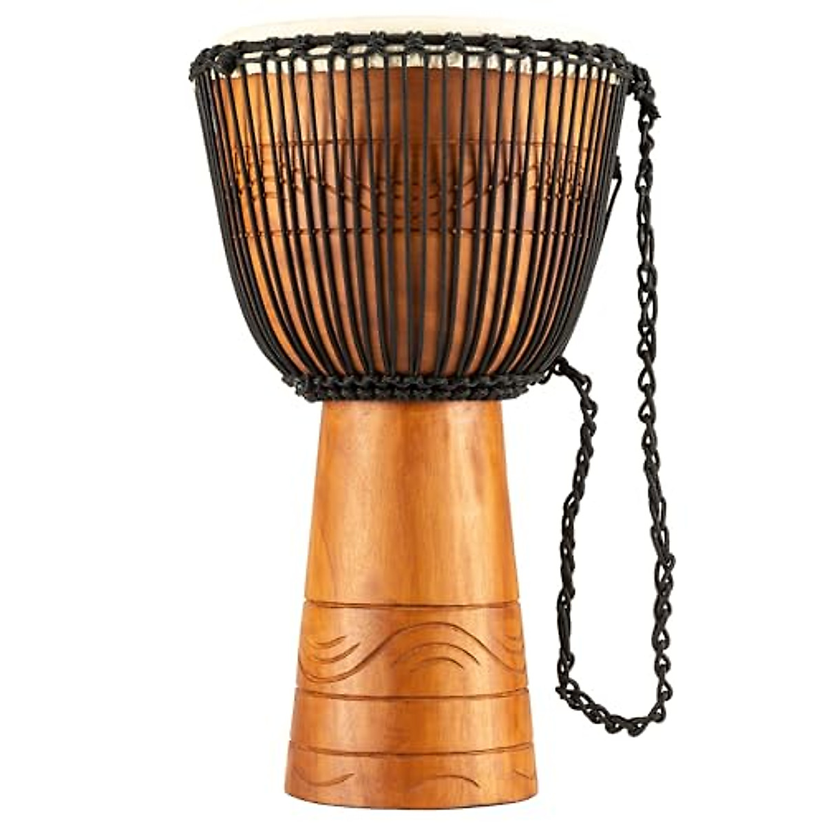 Meinl Percussion ADJ2-XL+BAG African Style Rope Tuned 13-Inch Wood Djembe with Bag, Brown