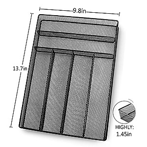 Teivio 24 Piece Silverware Set, Flatware Utensils Set Mirror Polished, Dishwasher Safe Service for 4, Include Knife/Fork/Spoon/Steak Knife/Wire Mesh Steel Cutlery Holder Storage Trays (Matte Black)