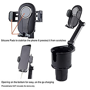 Toprema Car Cup Holder Phone Mount Multifunctional Car Cup Holder Expander Adjustable Base with 360° Rotatable Cell Phone Holder for Car