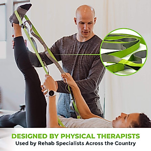Gradient Fitness Stretching Strap for Physical Therapy, 12 Multi-Loop Stretch Strap 1" W x 8' L, Neoprene Handles, Physical Therapy Equipment, Yoga Straps for Stretching, Leg Stretcher (Green)