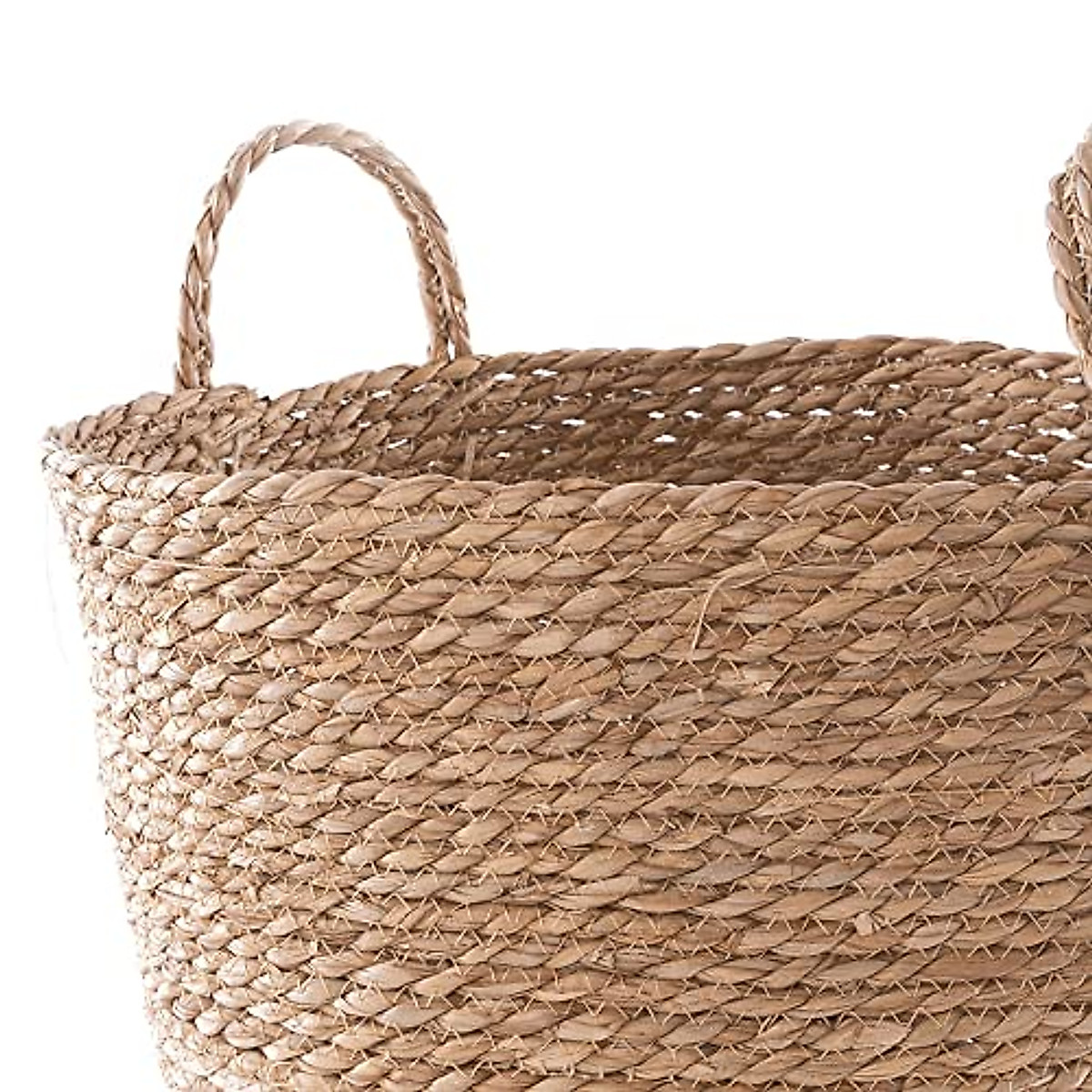 Simple Elements Woven Rattan Storage Basket – Decorative Storage basket for Blankets, Toys, Clothes, Shoes, Towels with Woven Handles – Living Room Home Décor – 16”H x 22” Dia. - Brown