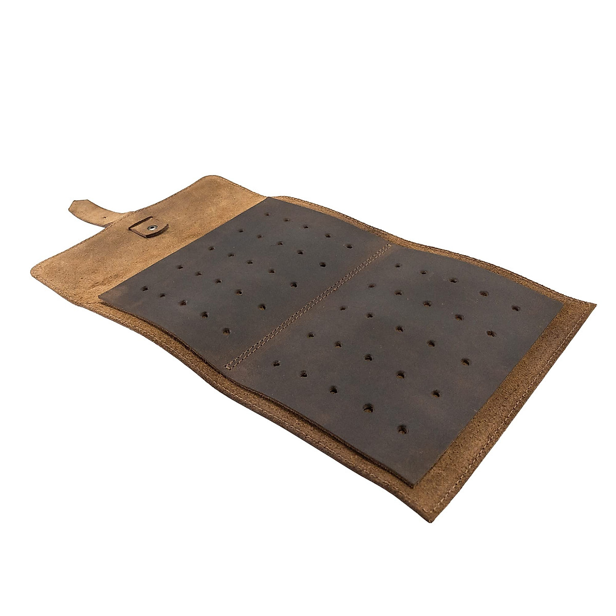 Hide & Drink, Large Fishing Lure Case for Hooks, Squid Jig Organizer - Handmade from Full Grain Leather - Bourbon Brown