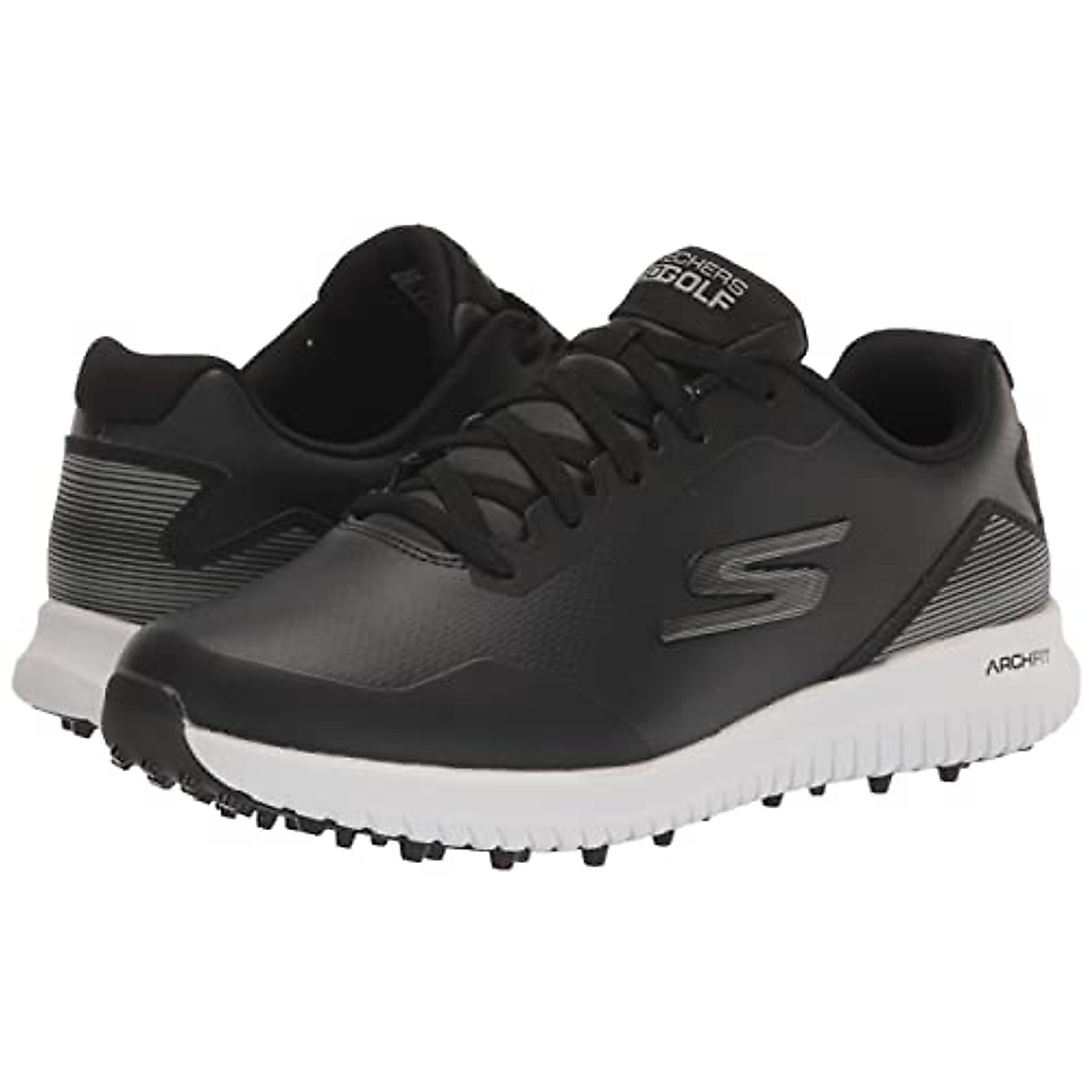 Skechers Men's Max 2 Arch Fit Waterproof Spikeless Golf Shoe Sneaker, Black/White, 12 Wide