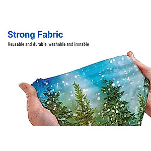 Funnytree 10x8FT Durable Fabric Soft Winter Pine Tree Forest Photography Backdrop Snowy Christmas Background Xmas Party Wall Decoration Supplies Photo Booth Washable