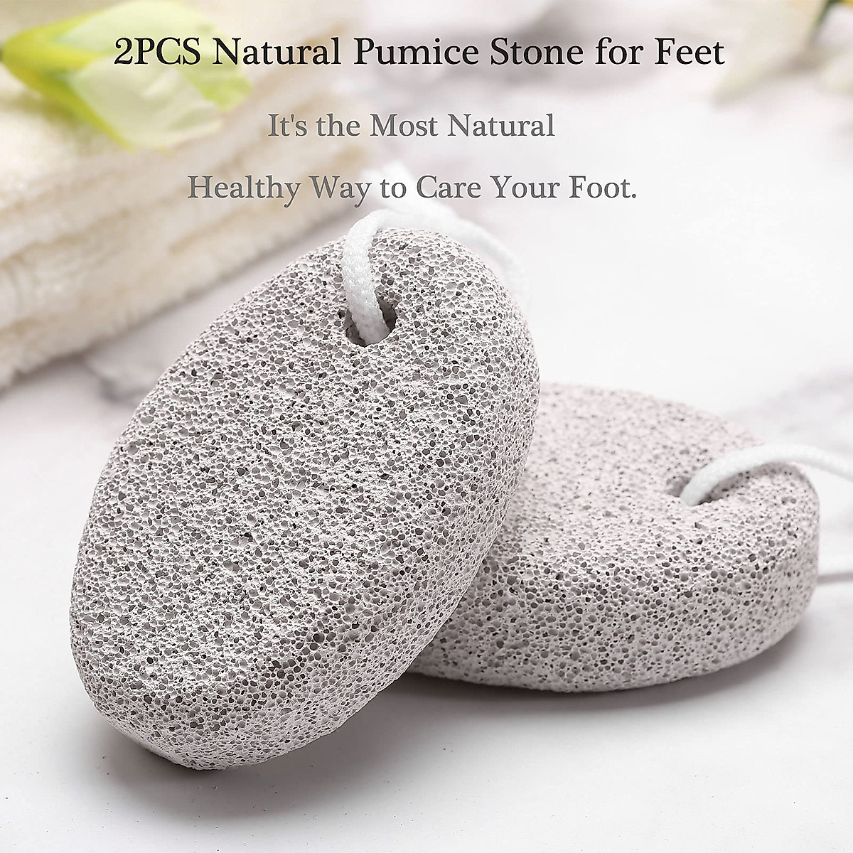 2PCS Natural Pumice Stone for Feet, HOOMBOOM Lava Pedicure Tools Hard Skin Callus Remover for Men/Women Feet and Hands - Natural Foot File Exfoliation to Remove Dead Skin