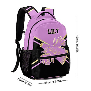 BigBigift Customized Cheer Red Black Cheerleaders Waterproof Backpack with Name for Hiking Camping Picnic, 12.2(L)x5.9(W)x16.5(H)inch