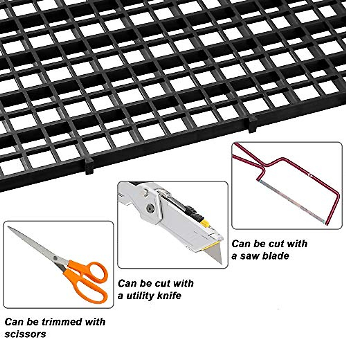 OIIKI 2PCS Egg Crate for Aquarium, Grid Tank Divider Tray, Fish Tank Bottom Isolation, with 4PCS Sucker Clip, for Mixed Breeding (Black)
