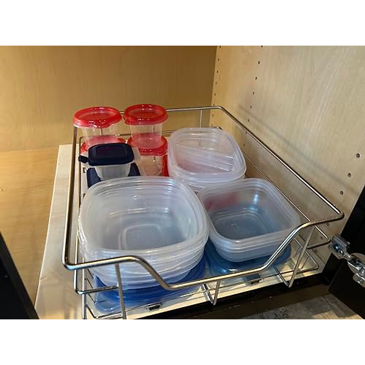 Deep Pull Out Cabinet Organizer 13.6" Wide x 17" Deep - Premium Kitchen Cabinet Pull Out Shelves for Cabinets - Slide Out Bottom Mounted Pantry Shelves and Cabinet Drawers - Easy Installation