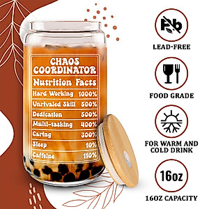 HEXMOZ Chaos Coordinator Gifts for Women, Boss Lady - Boss Day Gifts - Thank You, Appreciation Gifts for Coworkers, Leaders, Managers, Nurses, Assistants, Friends - Office Gift Ideas - Glass Cup