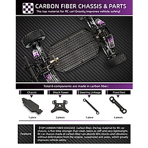 RIAARIO 1:14 RTR Brushless Fast RC Cars for Adults, Max 63mph Hobby RC Truck, 4X4 Remote Control Car for Boys with Carbon Fiber Chassis & Metal Gear, Oil Filled Shocks Electric Vehicle Buggy for Kids