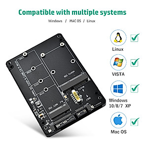 ELUTENG M.2 SATA to SATA Adapter (Not Support NVME/M.2 PCIE) MSATA and B Key/B&M Key M.2 NGFF SDD to 2.5" SATA III 2 in 1 Converter Supports MSATA/M.2 NGFF SSD Not for M Key
