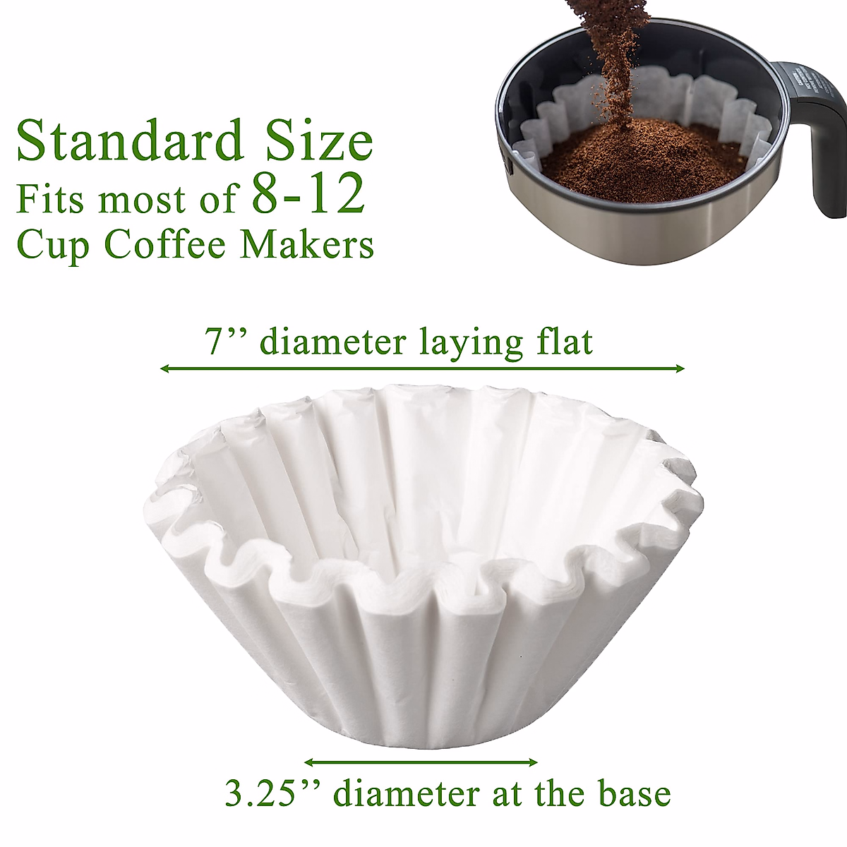 Coffee Filters 8-12 Cup, Basket Coffee Filter, Paper Coffee Filters (300/Pack)