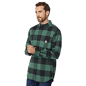 Carhartt Men's 105432 Rugged Flex Relaxed Fit Midweight Flannel Long-S - X-Large - Slate Green