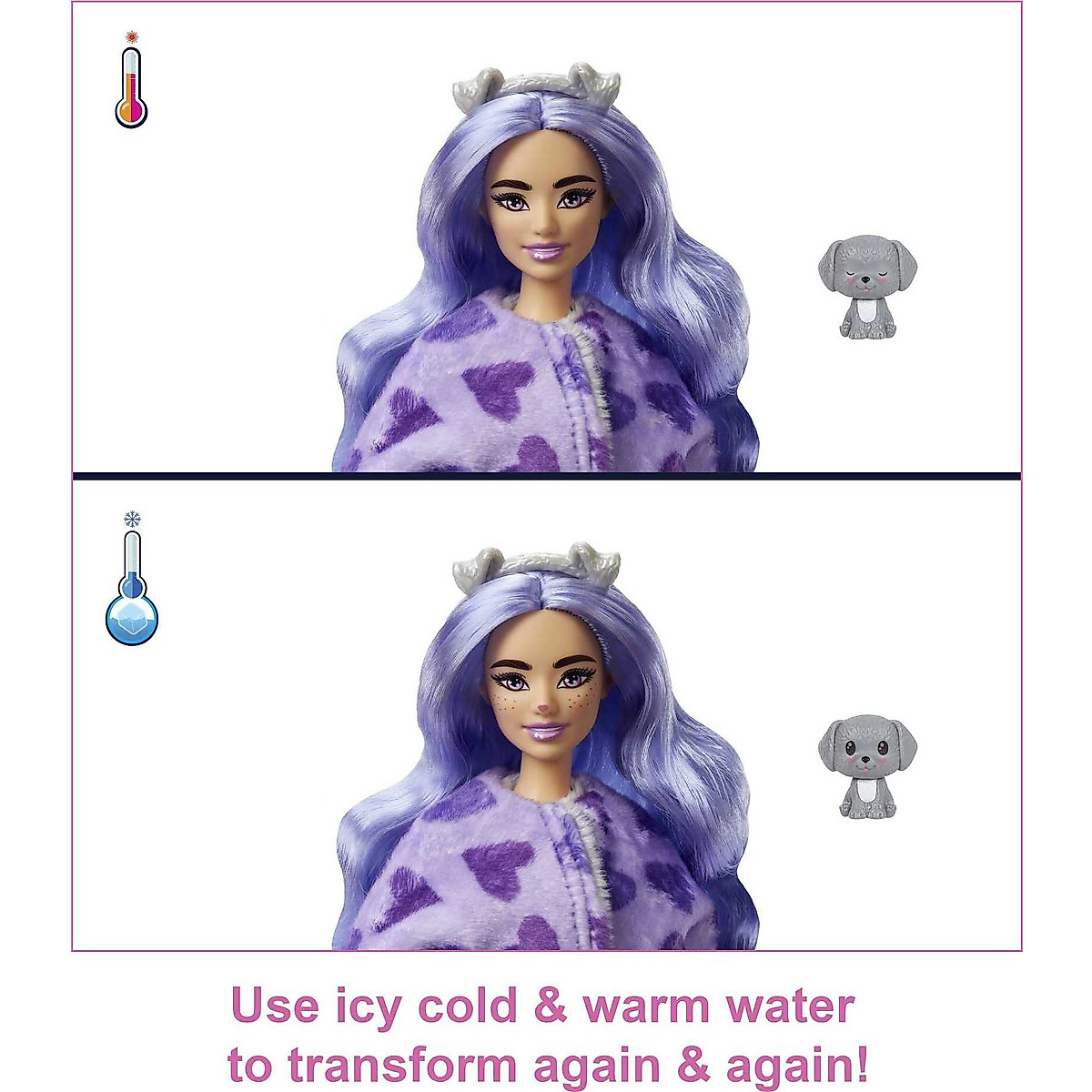 Barbie Cutie Reveal Fashion Doll with Puppy Plush Costume & 10 Surprises Including Mini Pet & Color Change