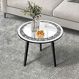 STYLISHIA Mirrored End Table for Living Room Round 16" W x 16" D x 16" H Glam Crystal Crushed Diamond Bling Mirror Side Table Furniture, Accent Modern Silver Mirror Coffee Table Home Decor