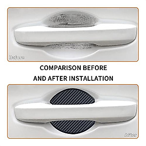 TANGSEN 4Pcs Universal 3D Carbon Fiber Texture Car Door Handle Paint Scratch Protector Non-Marking TPU Personalize Protective Pad Sticker