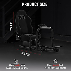 Dardoo G923 Racing Simulator Cockpit Frame with Seat Fits for Logitech/Thrustmaster/Fanatec G29 G920 T80 T150,Adjustable Gaming Wheel Stand with Race Car Seat,Not Included Wheel, Pedal & Handbrake