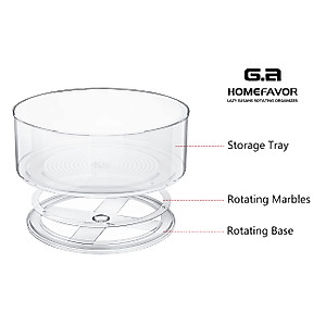 2 PCS Clear Lazy Susan Organizer-Acrylic Turntable Container-360 Rotated Plastic Tray for Table, Spice Rack, Cabinet, Pantry, Refrigerator-Perfect for Spice, Makeup, Condiments, Food, Cosmetic