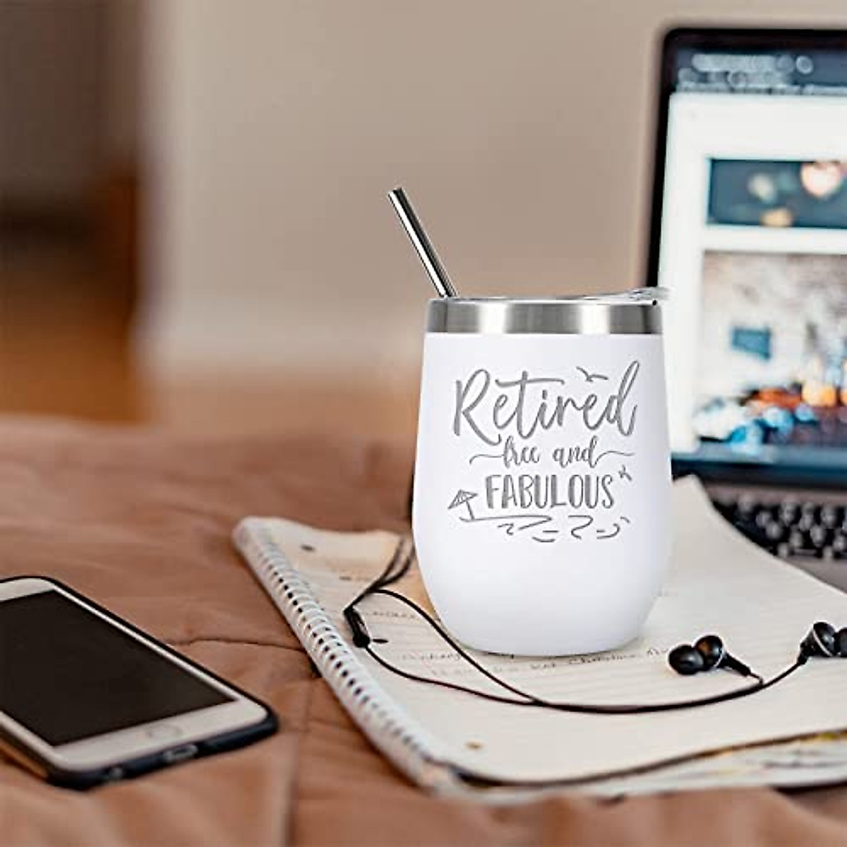 ELEGANTPARK Retirement Gifts for Women 2024 Wine Tumbler Retired Free and Fabulous Funny Birthday Gifts for Retired Friends Retired Teacher Coworkers Boss Retirement Tumbler White