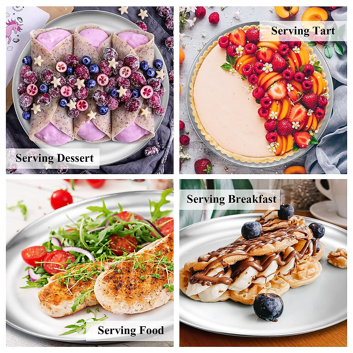 Deedro Pizza Baking Pan Pizza Sheet, 10 inch Stainless Steel Pizza Tray Round Pizza Oven Pan for Home Restaurant Pizzeria, Nontoxic & Heavy Duty, Easy Clean & Dishwasher Safe, Set of 3