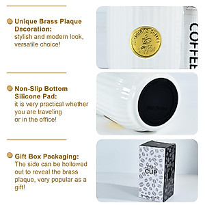 14oz Insulated Travel Tumblers with Lid and Straw, Travel Coffee Mug Stainless Steel Vacuum Thermos Cup, Leak Proof Reusable Cute Coffee Tumbler for Iced and Hot Drinks,White