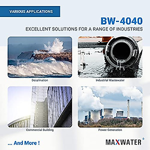 Max Water Brackish Water RO Membrane Element-BW-4040 2400 GPD, Commercial Reverse Osmosis size 4" x 40" good for Industrial, Car Wash, Whole House & more