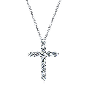 Rnivida 925 Sterling Silver Cz Cross Necklace for Women, Dainty Cubic Zirconia Cross Pendant Necklace