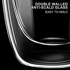 PARACITY Espresso Cups Set of 2, Double Walled Espresso Shot Glass with Spout, High Borosilicate Glass Expresso Coffee Cup, Anti-Scald Expresso Shots Cup, Clear Glass Espresso Accessories 2.7 OZ