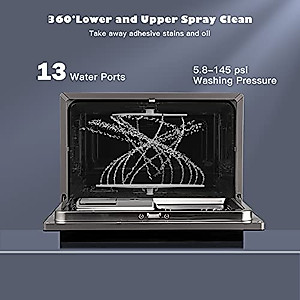 COSTWAY Countertop Dishwasher, 6 Place Settings Built-in Dishwasher with 72 H Preserve, Air Dry Function, LED Touch Control and 5 Washing Programs, Dish Washer for Small Apartments, Dorms, Boats, RVs